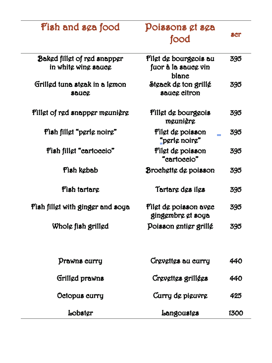 LA PERLE NOIRE - Fish and Seafood | SEYBUSINESS